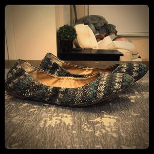 Lucky Brand | Shoes | Lucky Brand Emmie Teal Patterned Ballerina Flats ...